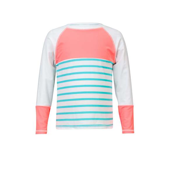 Swim | Neon Coral Aqua Stripe Ls Rash Top | Poshmark